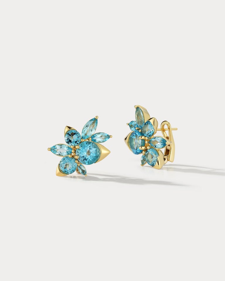 Blue Topaz Cluster Earrings For Sale at 1stDibs