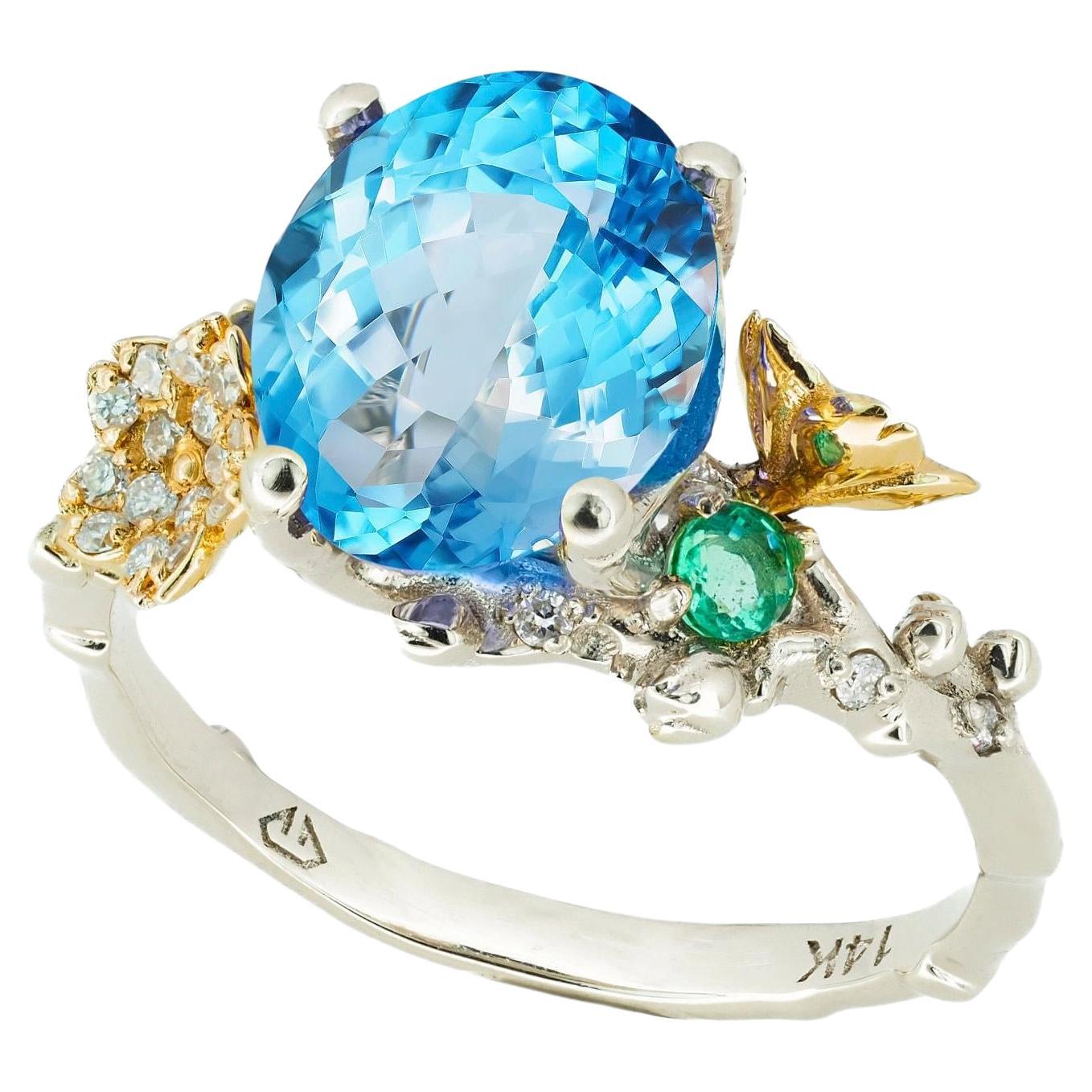 Le Vian Blue Topaz, Sapphire and Diamond Halo Cocktail Ring Set in 14 ...