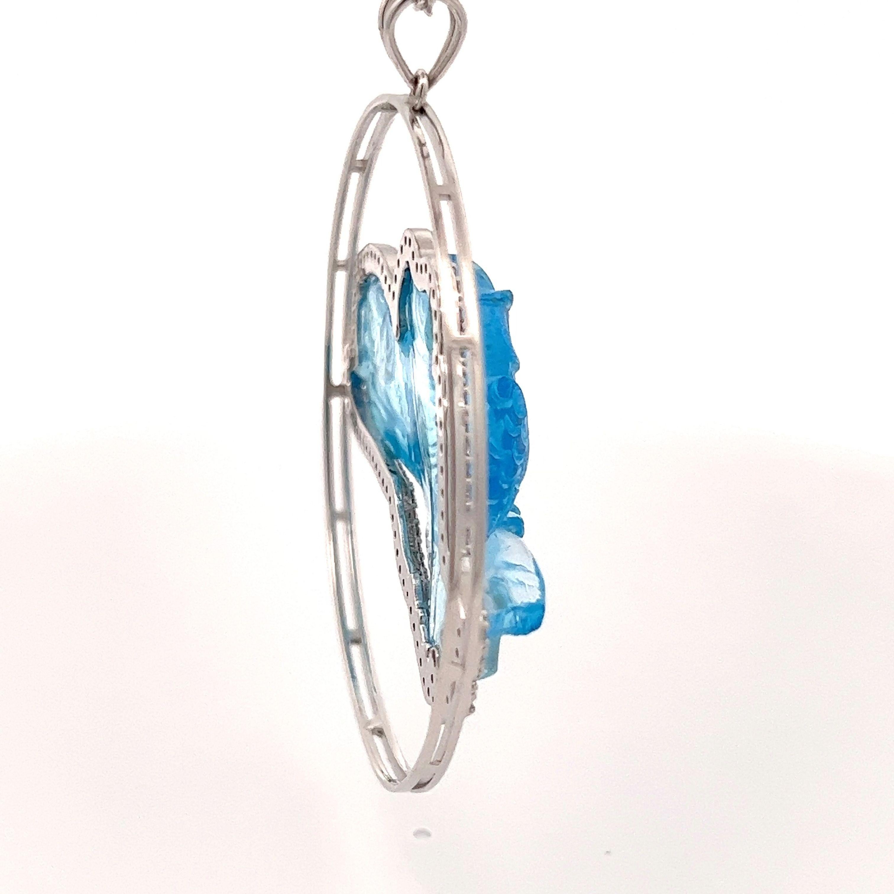 Blue Topaz Owl and Diamond Pendant: A Captivating Symbol of Wisdom and ...