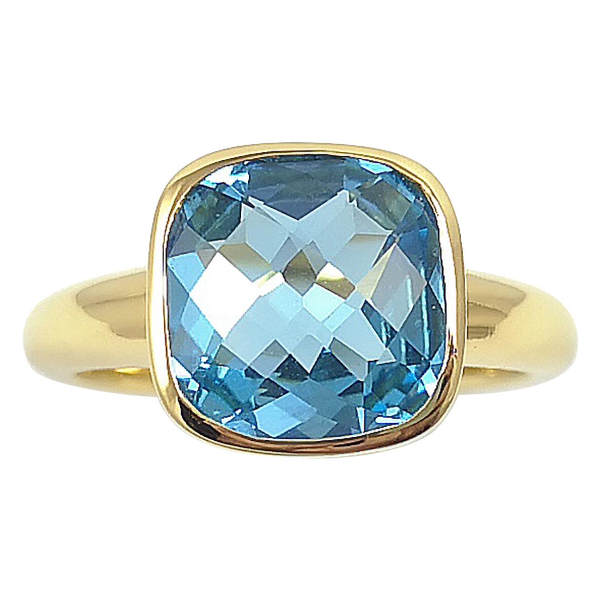 Blue Topaz with White Topaz Ring Set in 18 Karat White Gold Settings ...