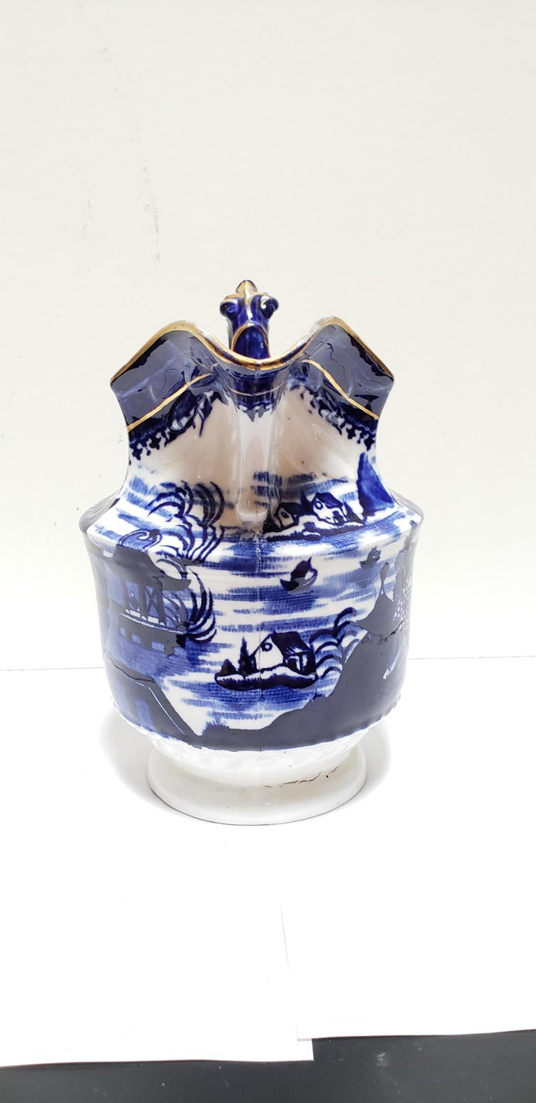 Blue Transfer Porcelain Willow Pattern Pitcher, English, circa 1825 For ...