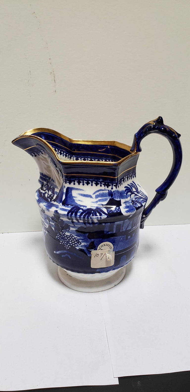 Blue Transfer Porcelain Willow Pattern Pitcher, English, circa 1825 For ...