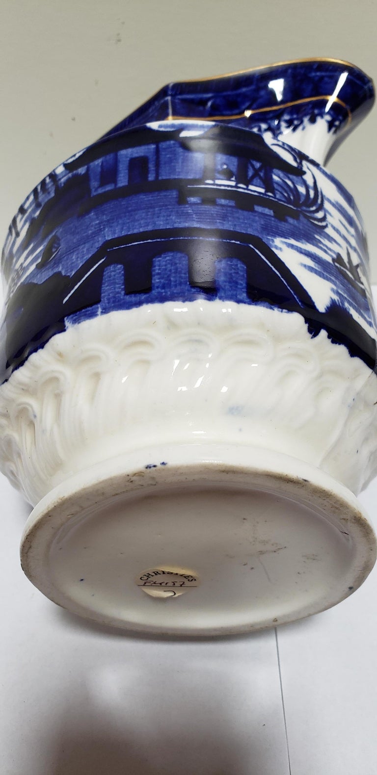 Blue Transfer Porcelain Willow Pattern Pitcher, English, circa 1825 For ...