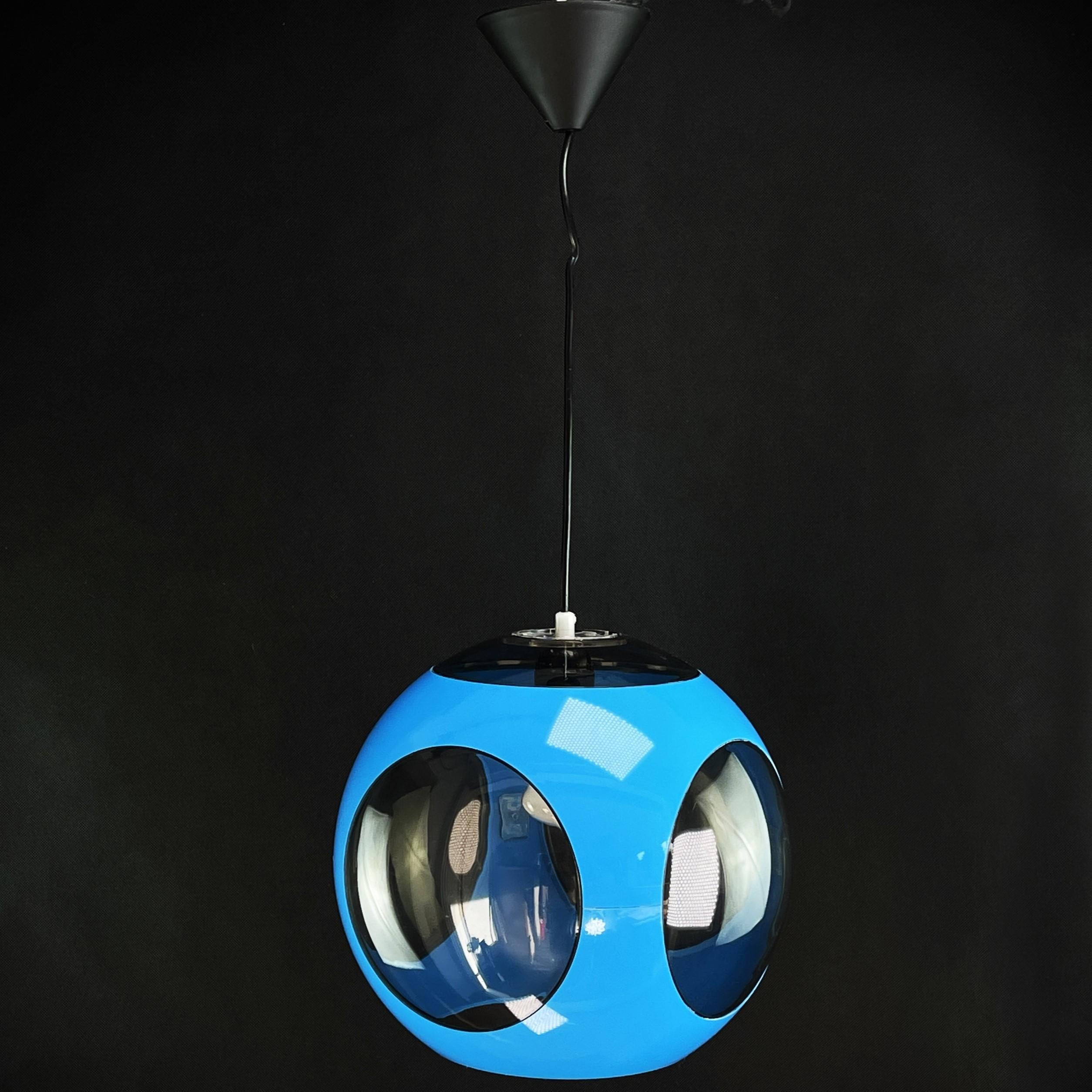 Blue Ufo Ceiling Lamp from Massive Belgium, 1970s For Sale at 1stDibs