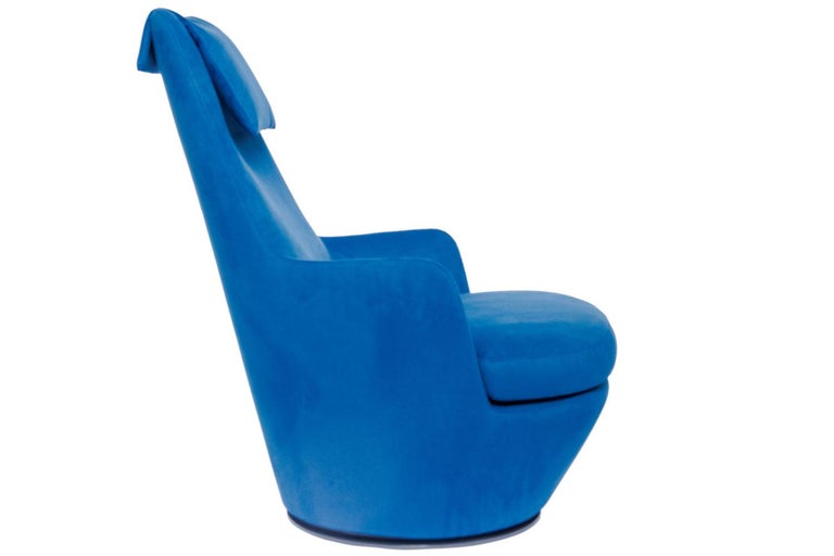 Blue Ultra Suede High Back Swivel Lounge Chair, Bensen at 1stDibs ...