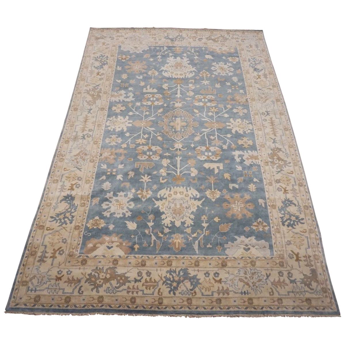 Blue Vegetable Dyed Oushak Rug For Sale at 1stDibs