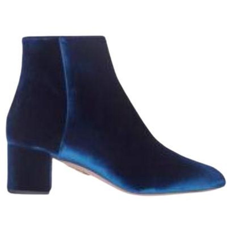 Blue Velvet Ankle Boots For Sale at 1stDibs