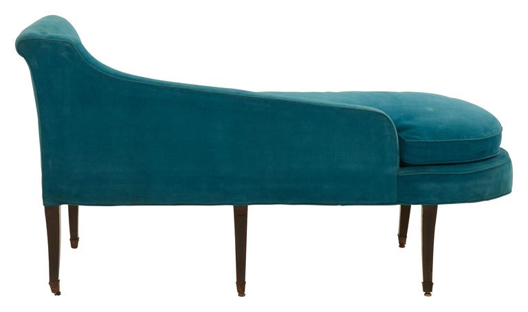 Blue Velvet Meridienne Chaise Lounge at 1stDibs