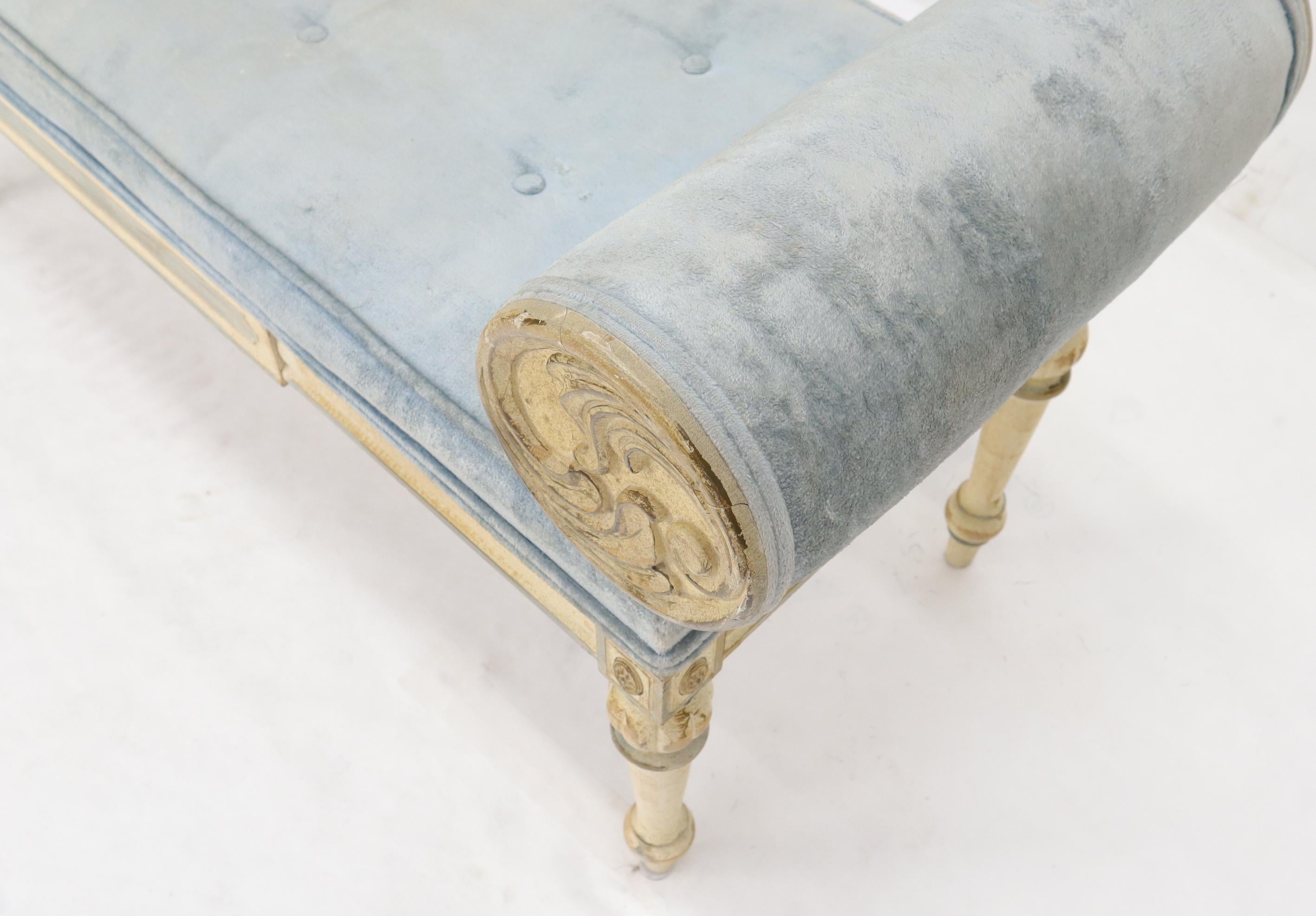 Blue Velvet Upholstery Rond Cylinder Shape Arm Bench at 1stDibs