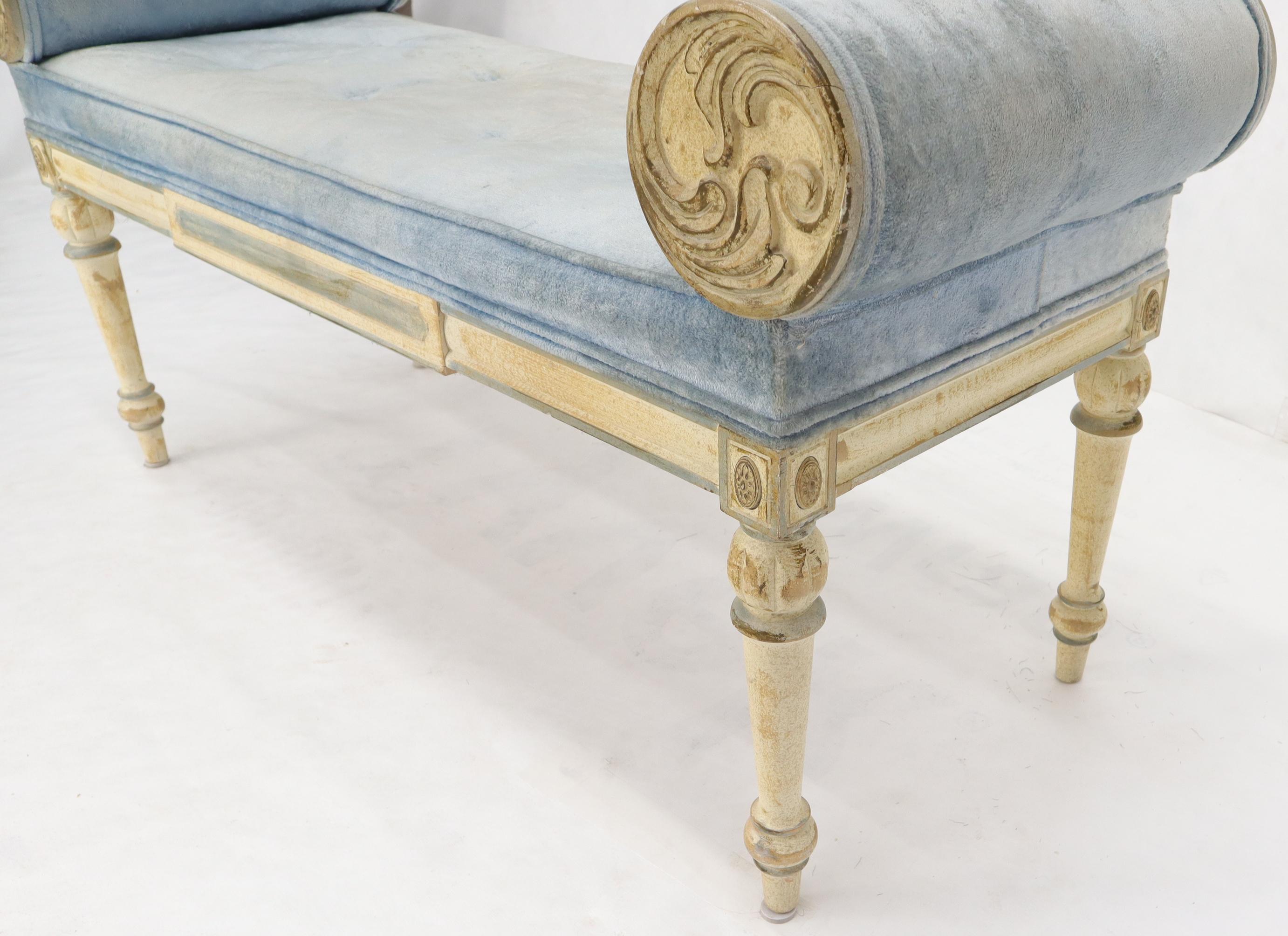 Blue Velvet Upholstery Rond Cylinder Shape Arm Bench at 1stDibs