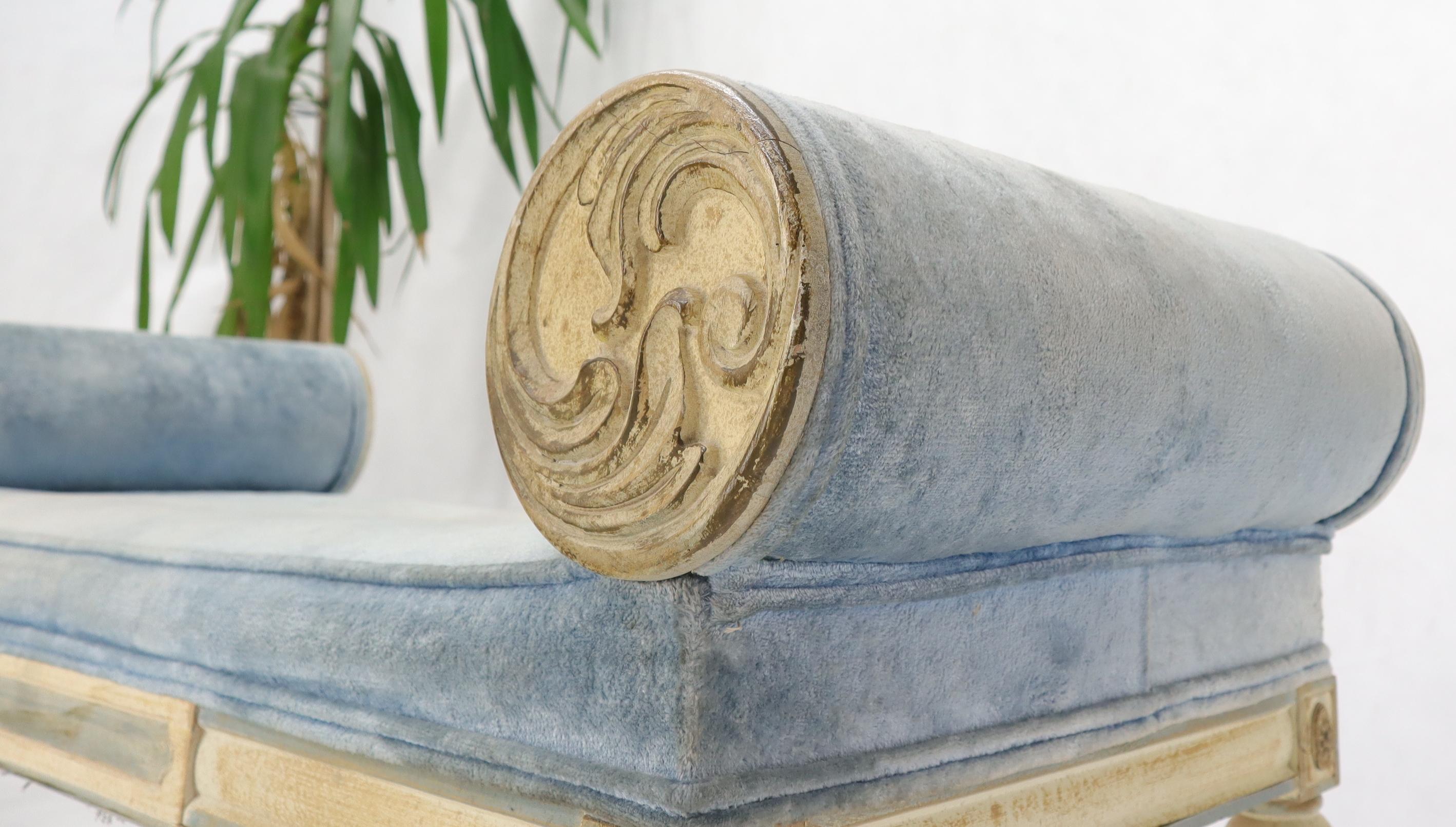 Blue Velvet Upholstery Rond Cylinder Shape Arm Bench at 1stDibs