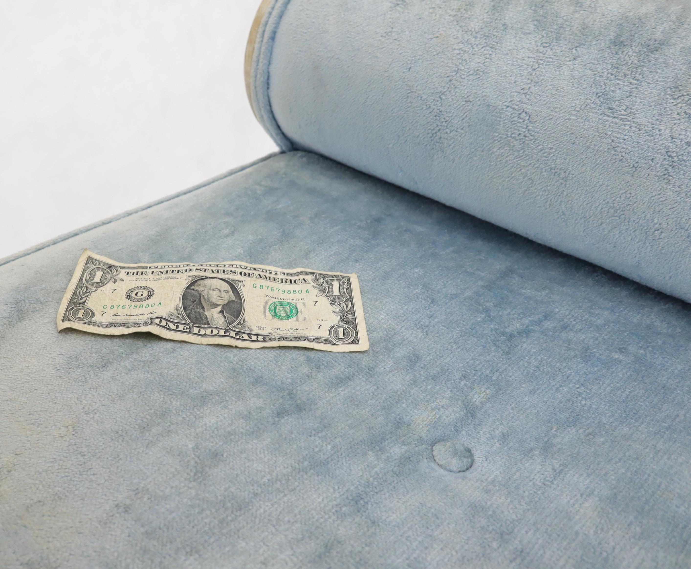 Blue Velvet Upholstery Rond Cylinder Shape Arm Bench at 1stDibs