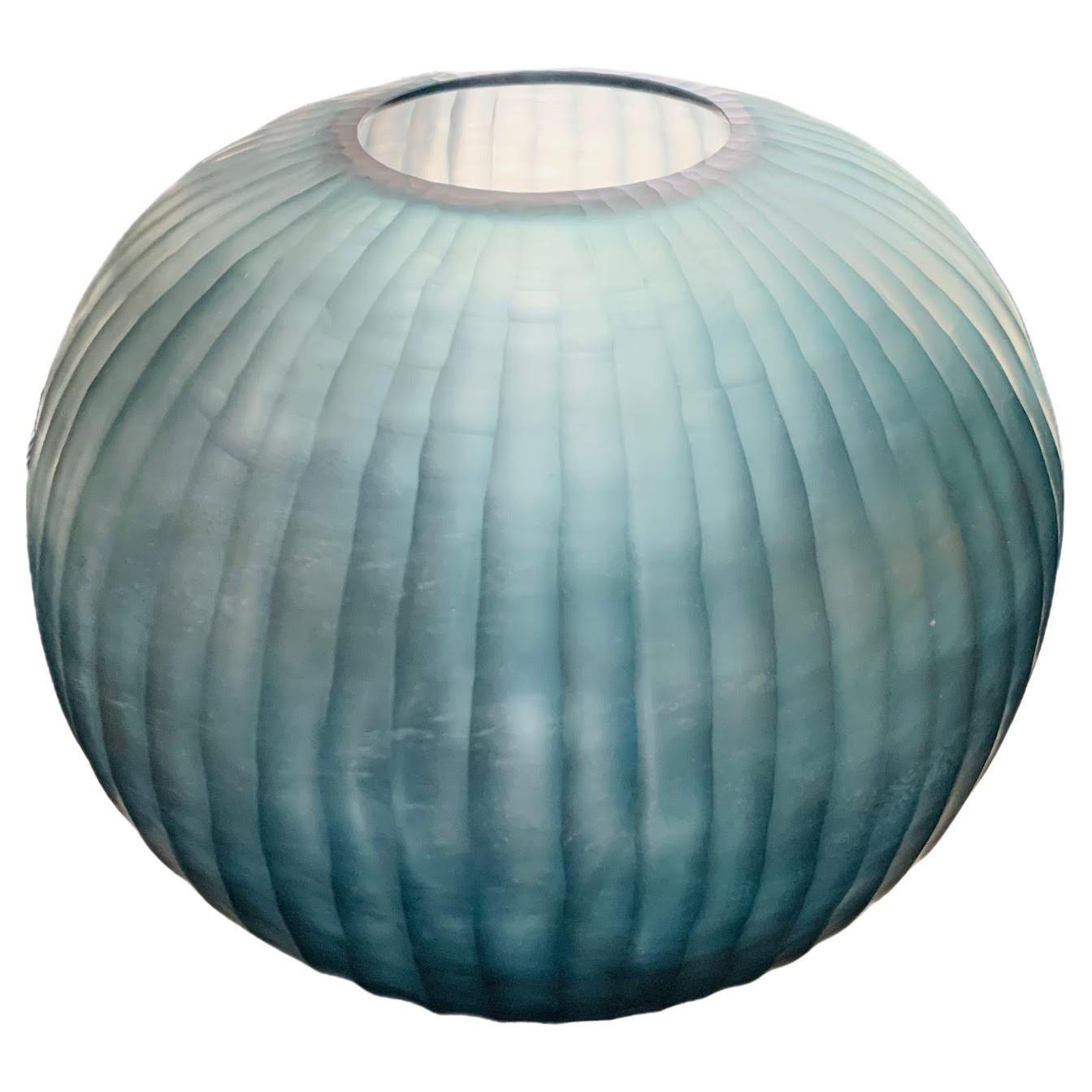 Blue Speckled With Grey And Green Glass Vase, Romania, Contemporary For ...
