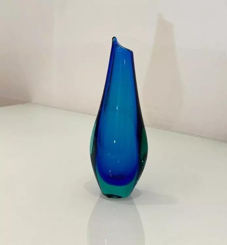 Blue Vintage Murano Glass Vase For Sale at 1stDibs