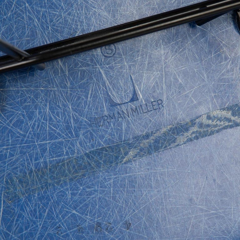 Blue Vinyl Herman Miller Eames Upholstered Blue RAR Rocking Armchair at ...