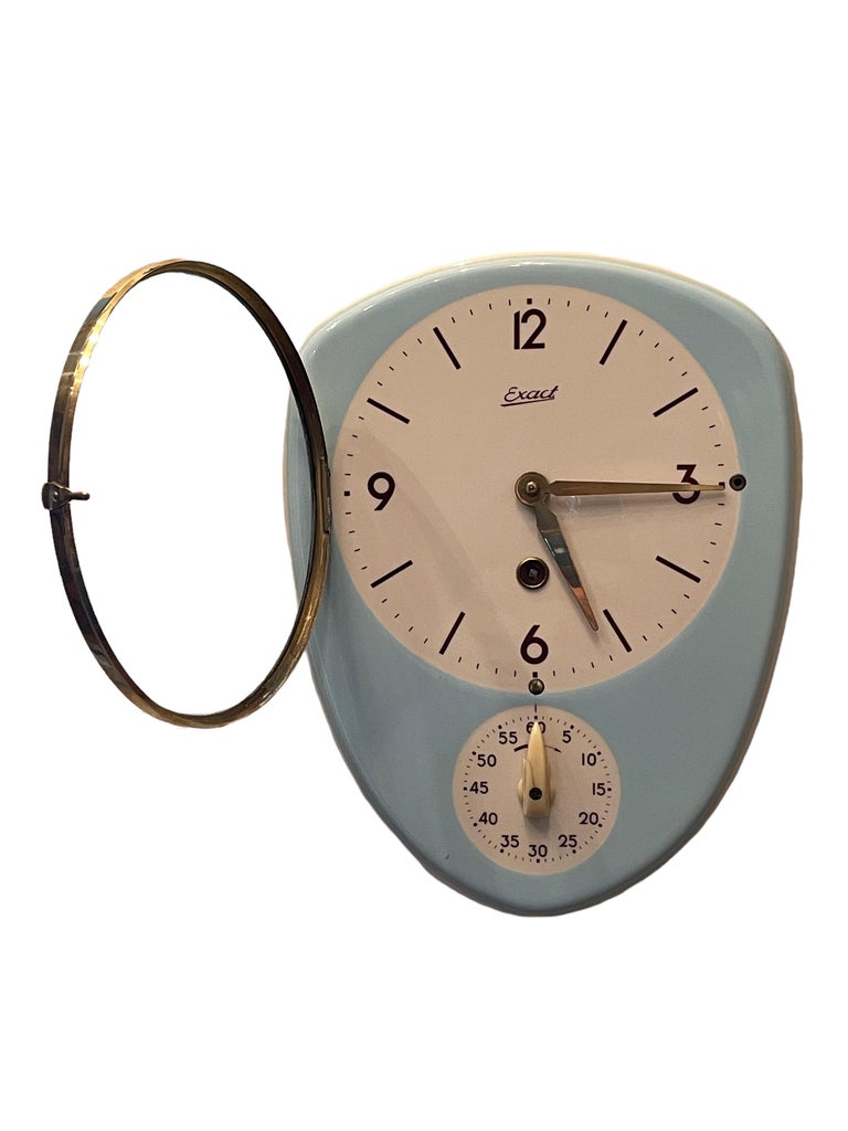 Blue White Ceramic Kitchen Clock Mid-Century Wall Clock Exact, Germany ...