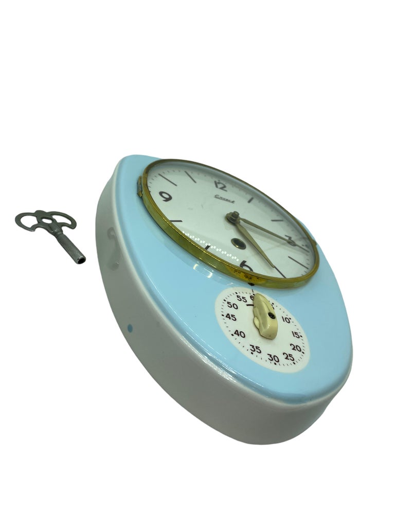 Blue White Ceramic Kitchen Clock Mid-Century Wall Clock Exact, Germany ...
