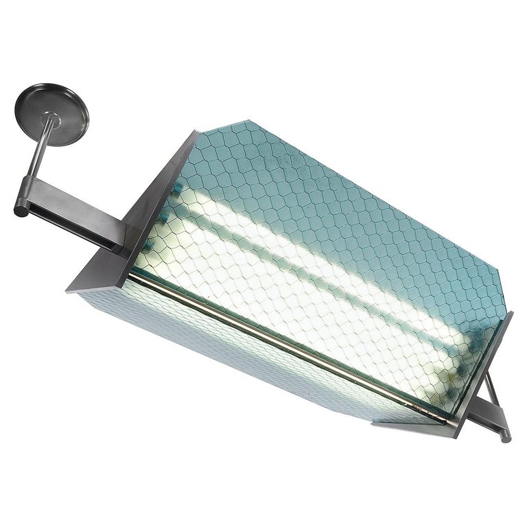 Blue Wire Glass Florescent Ceiling Light For Sale at 1stDibs