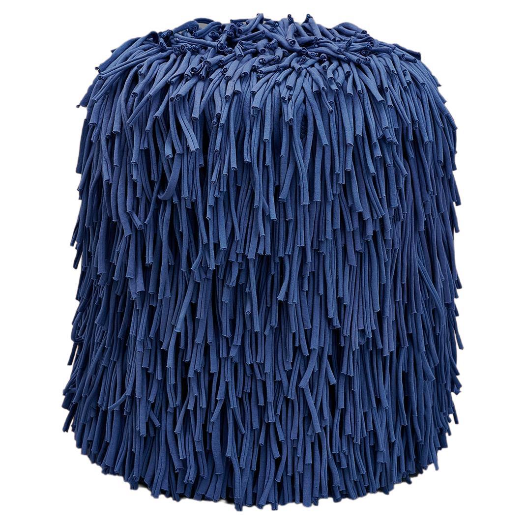 Blue Woody Pouf by Houtique For Sale at 1stDibs