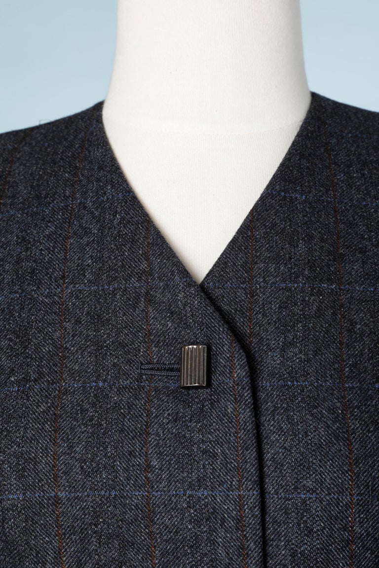 Blue wool chevron skirt- suit Galanos For Sale at 1stDibs