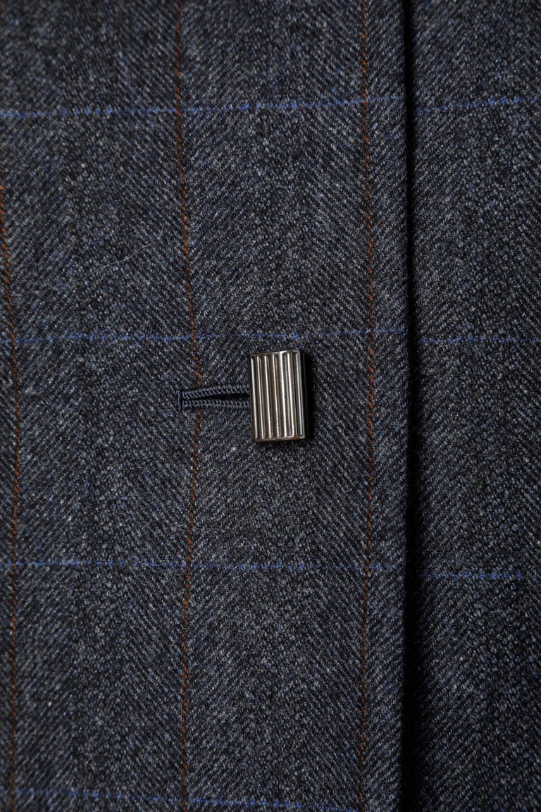 Blue wool chevron skirt- suit Galanos For Sale at 1stDibs