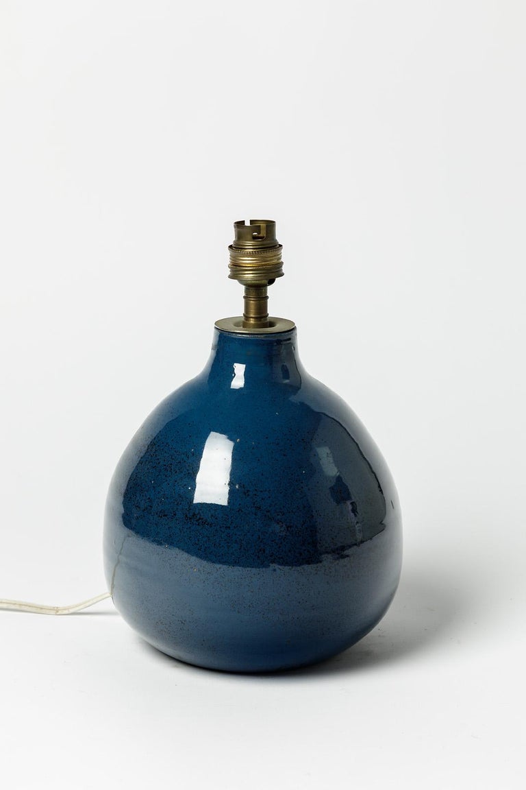 Blue Xxth Century Design Ceramic Table Lamp Signed circa 1970 Unique ...