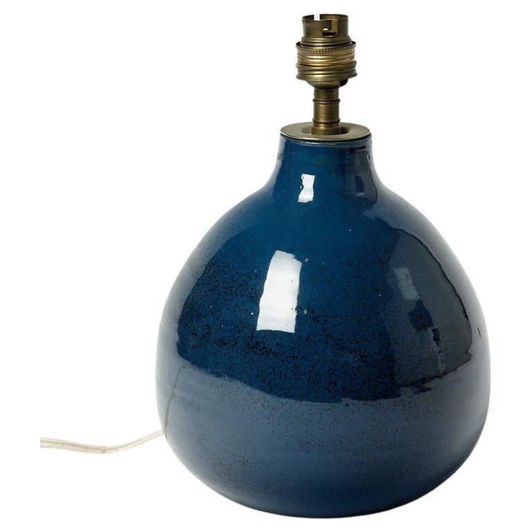 Blue Xxth Century Design Ceramic Table Lamp Signed circa 1970 Unique ...
