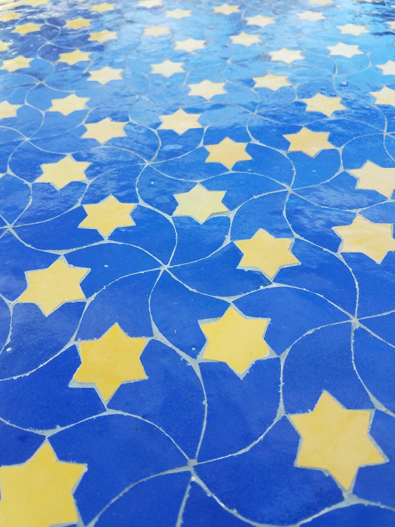 Blue/Yellow Moroccan Mosaic Table, Choose Your Base For Sale at 1stDibs