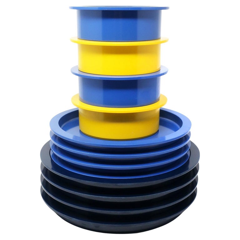 Blue and Yellow Stacking Dishes by Gunnar Cyren for Dansk at 1stDibs