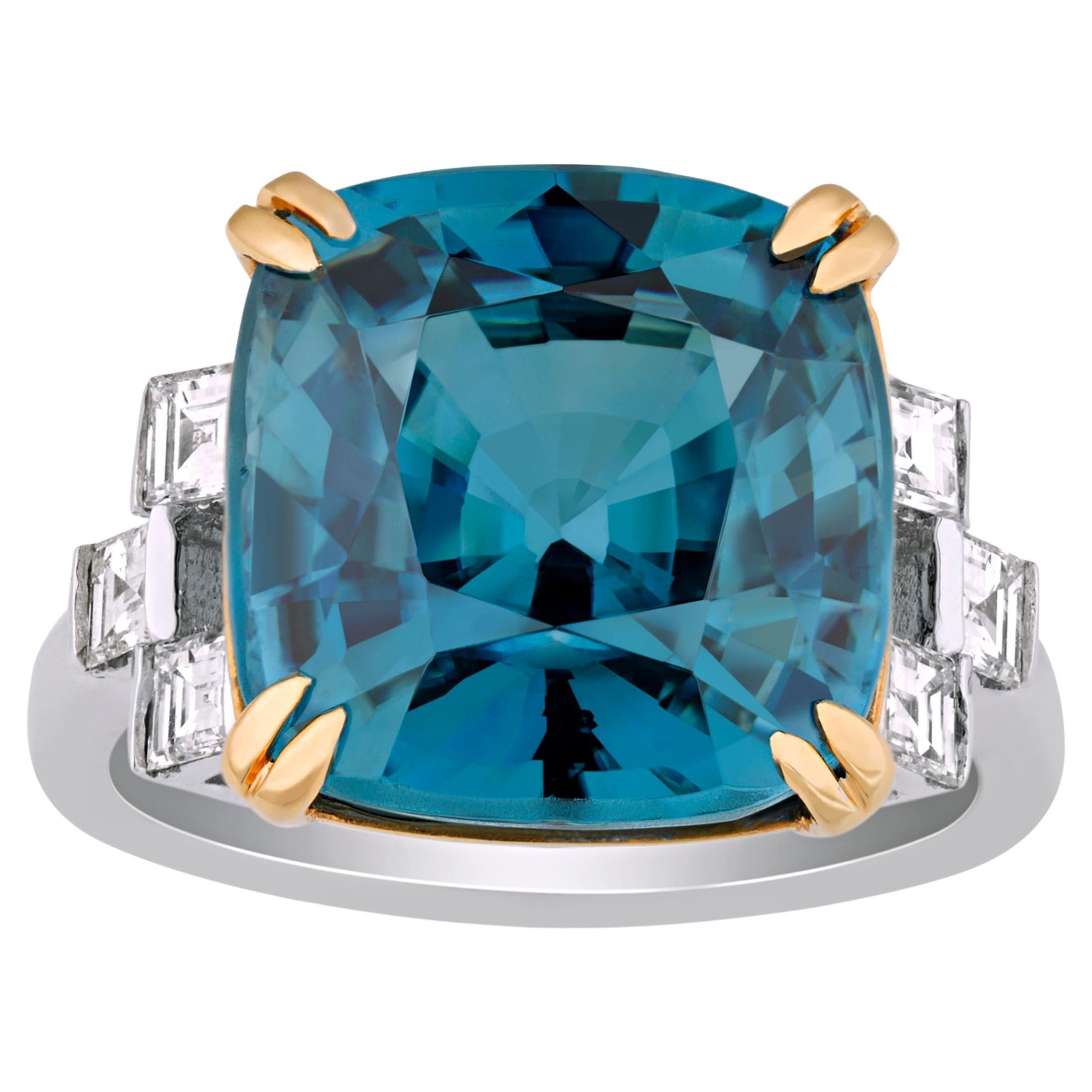 Antique Victorian Blue Zircon Ring 5.60 Carat Yellow Gold at 1stDibs ...