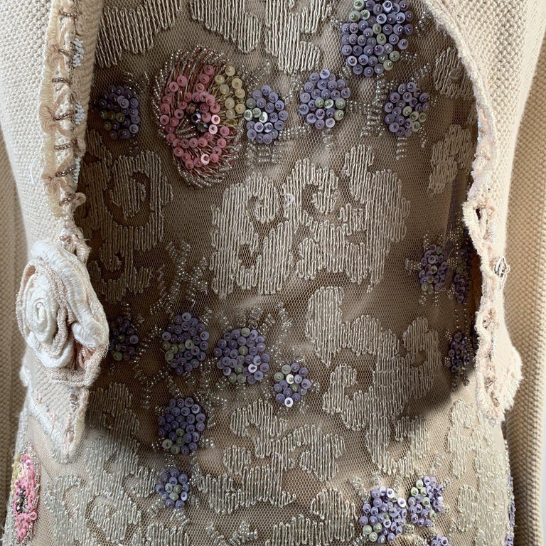 Blumarine Beige Beaded Midi Embellished Dress Set with Jacket For Sale ...