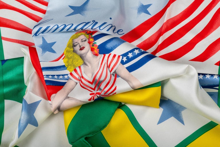 Blumarine Pin Up Flag Silk Scarf For Sale at 1stDibs | american flag ...