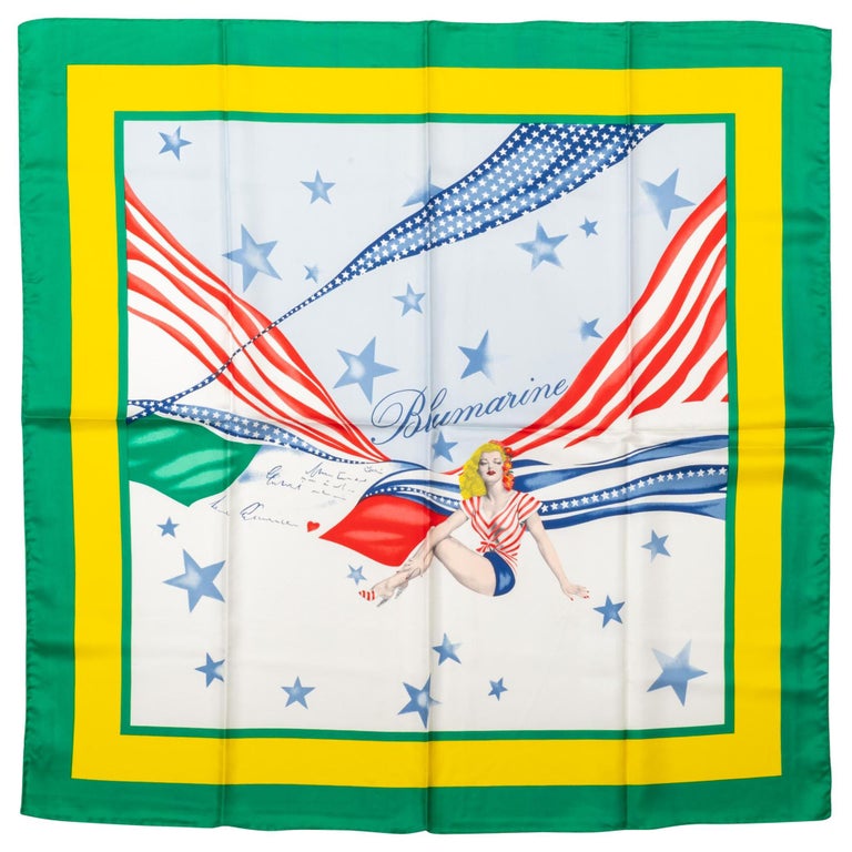 Blumarine Pin Up Flag Silk Scarf For Sale at 1stDibs | american flag ...