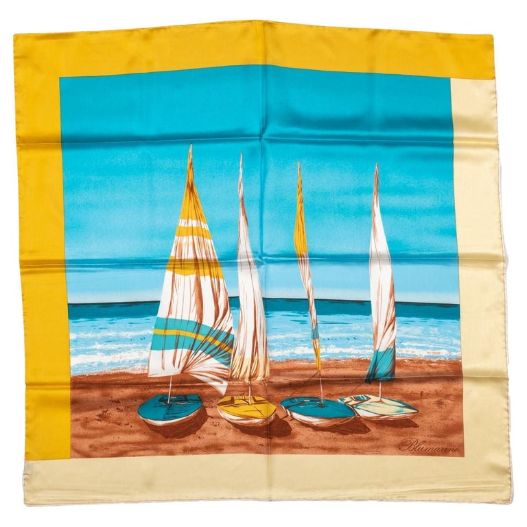 Blumarine Turquoise Sail Silk Scarf For Sale at 1stDibs