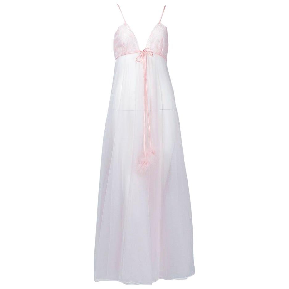 Blush Pink Marabou Feather Pillow Talk Negligée Nightgown - Small-Med ...
