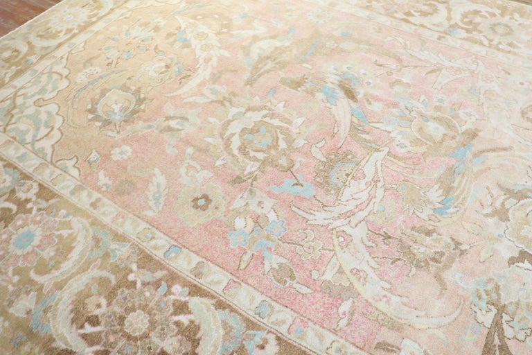 Blush Pink Vintage Turkish Room Size Rug For Sale at 1stDibs