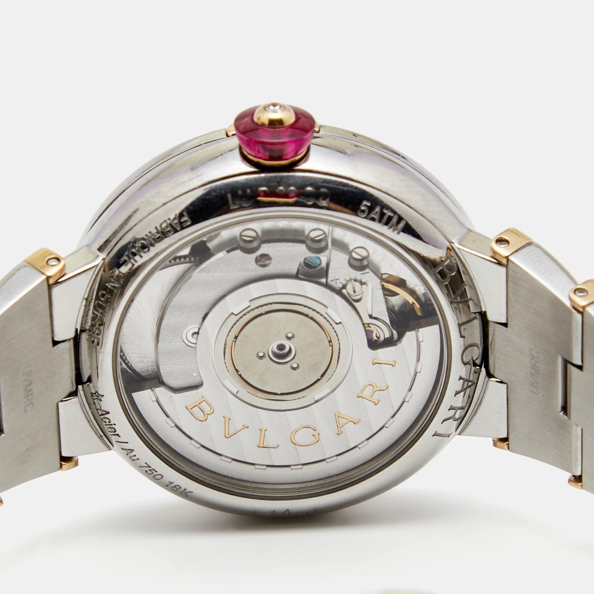 Blvgari Silver 18k Rose Gold Stainless Steel Lvcea 102197 Women's ...