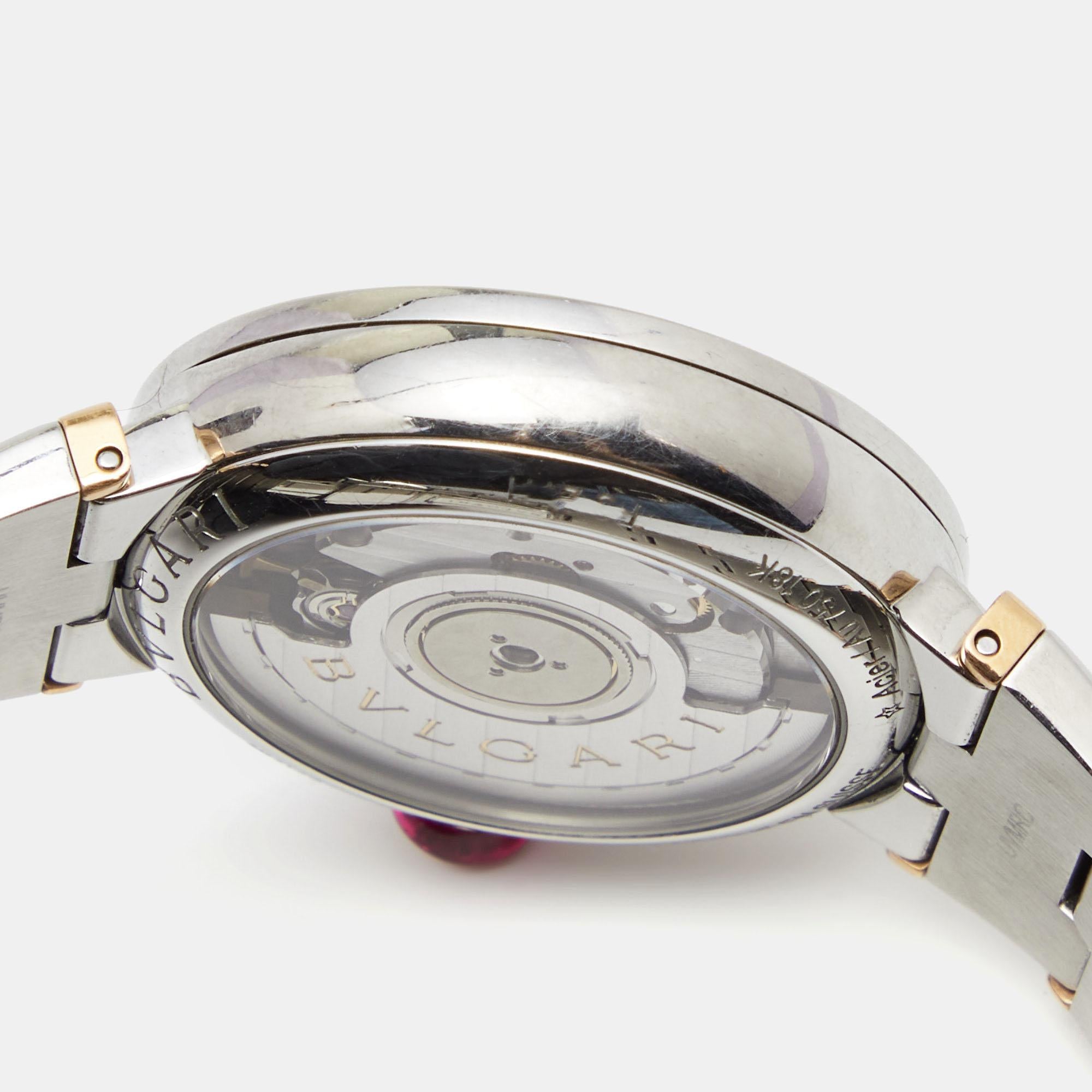 Blvgari Silver 18k Rose Gold Stainless Steel Lvcea 102197 Women's ...