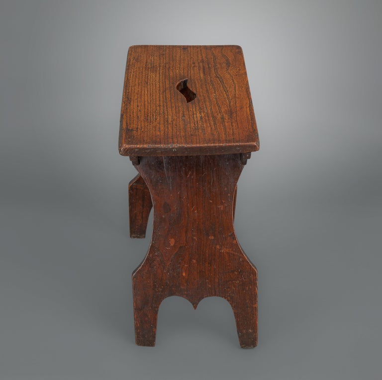 Boarded Elm 18th Century Stool of Trestle Design For Sale at 1stDibs