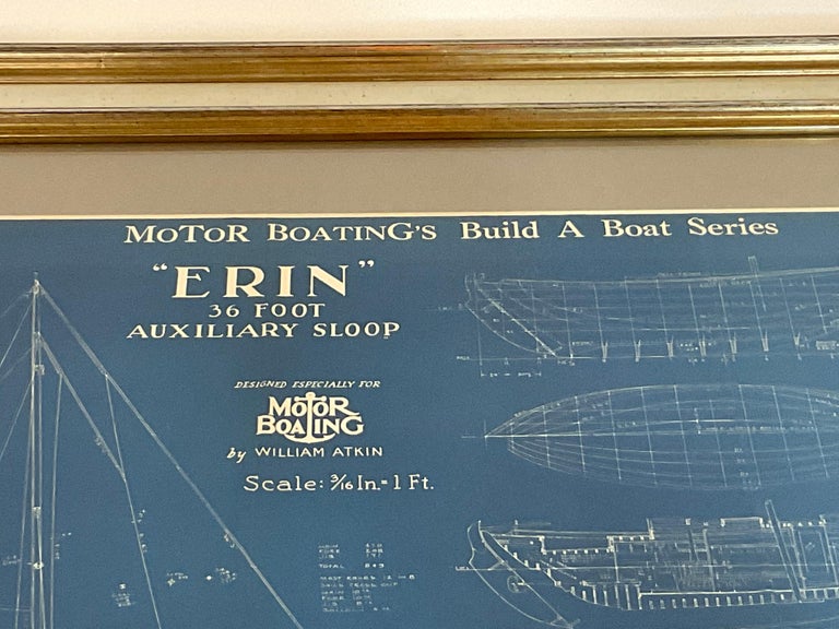 Boat Blueprint of the Sloop “ERIN” For Sale at 1stDibs