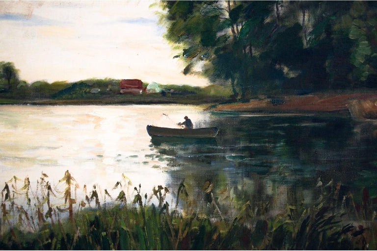 "Boat on the lake" Painting at 1stDibs