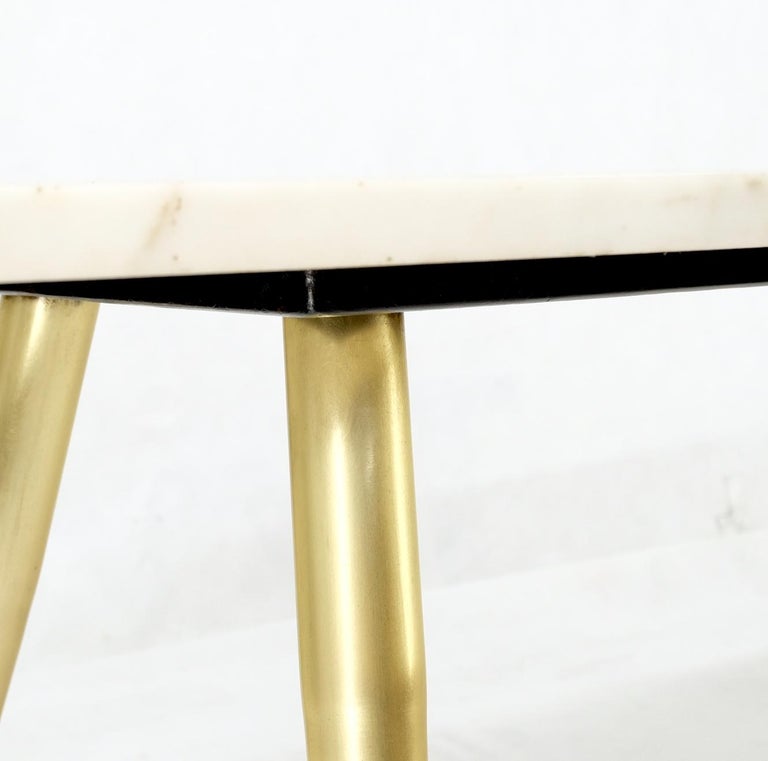Boat Shape Marble Top Tapered Cone Shape Brass Legs Coffee Table Mint ...