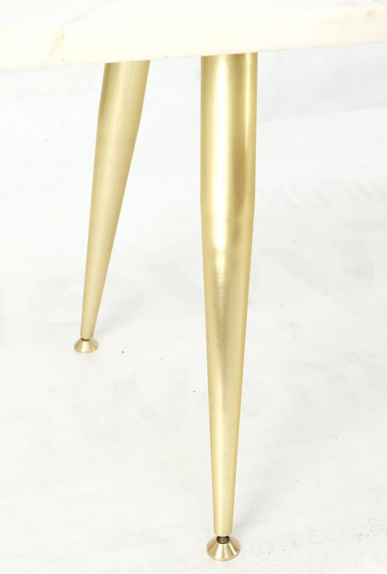 Boat Shape Marble Top Tapered Cone Shape Brass Legs Coffee Table Mint ...