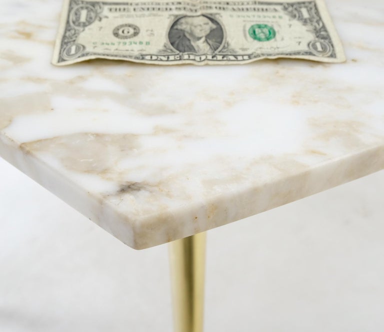 Boat Shape Marble Top Tapered Cone Shape Brass Legs Coffee Table Mint ...