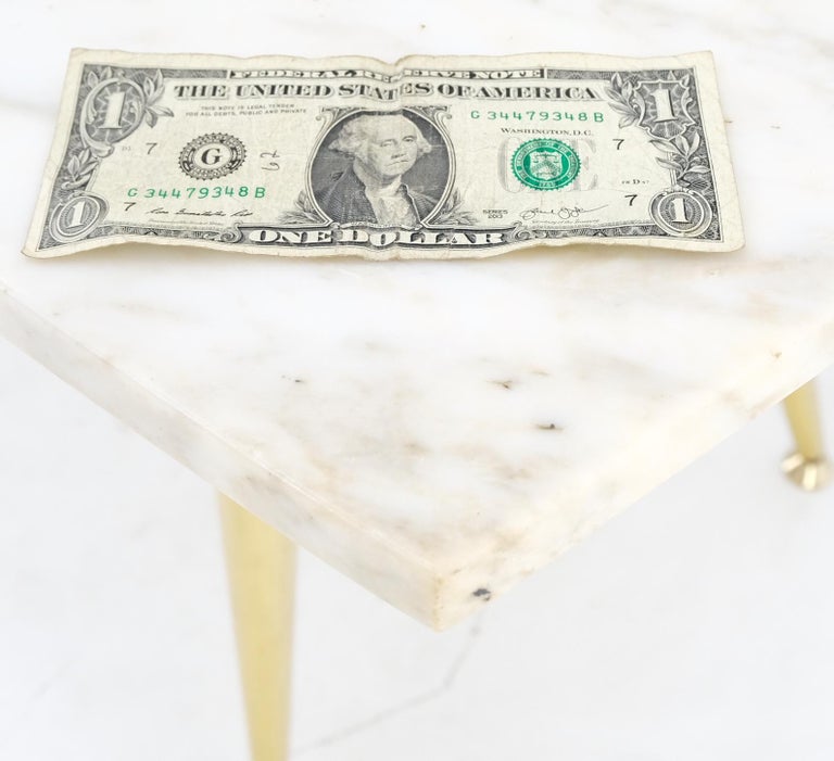 Boat Shape Marble Top Tapered Cone Shape Brass Legs Coffee Table Mint ...