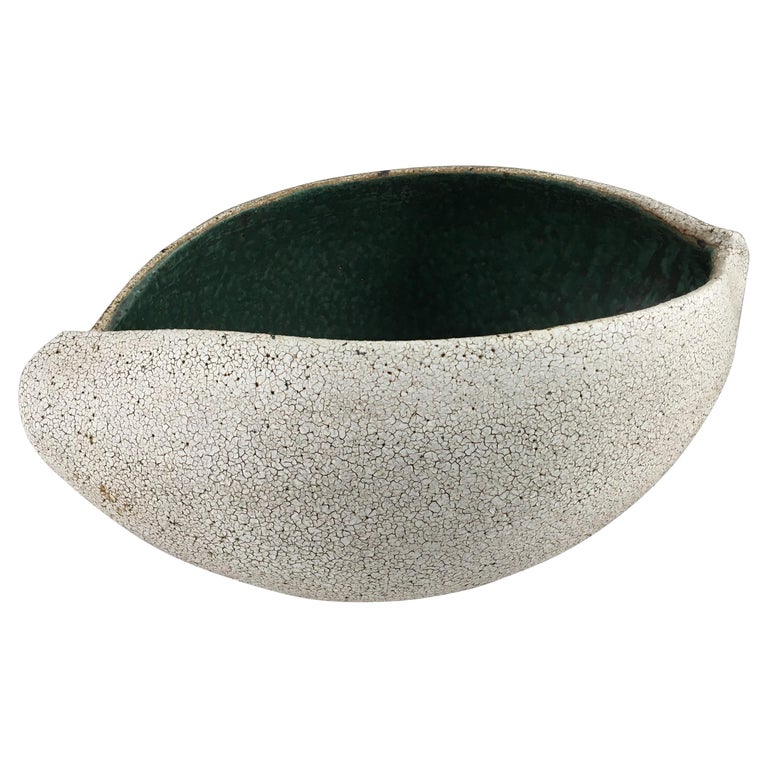 Boat Shaped Bowl Pottery with Glaze by Yumiko Kuga For Sale at 1stDibs