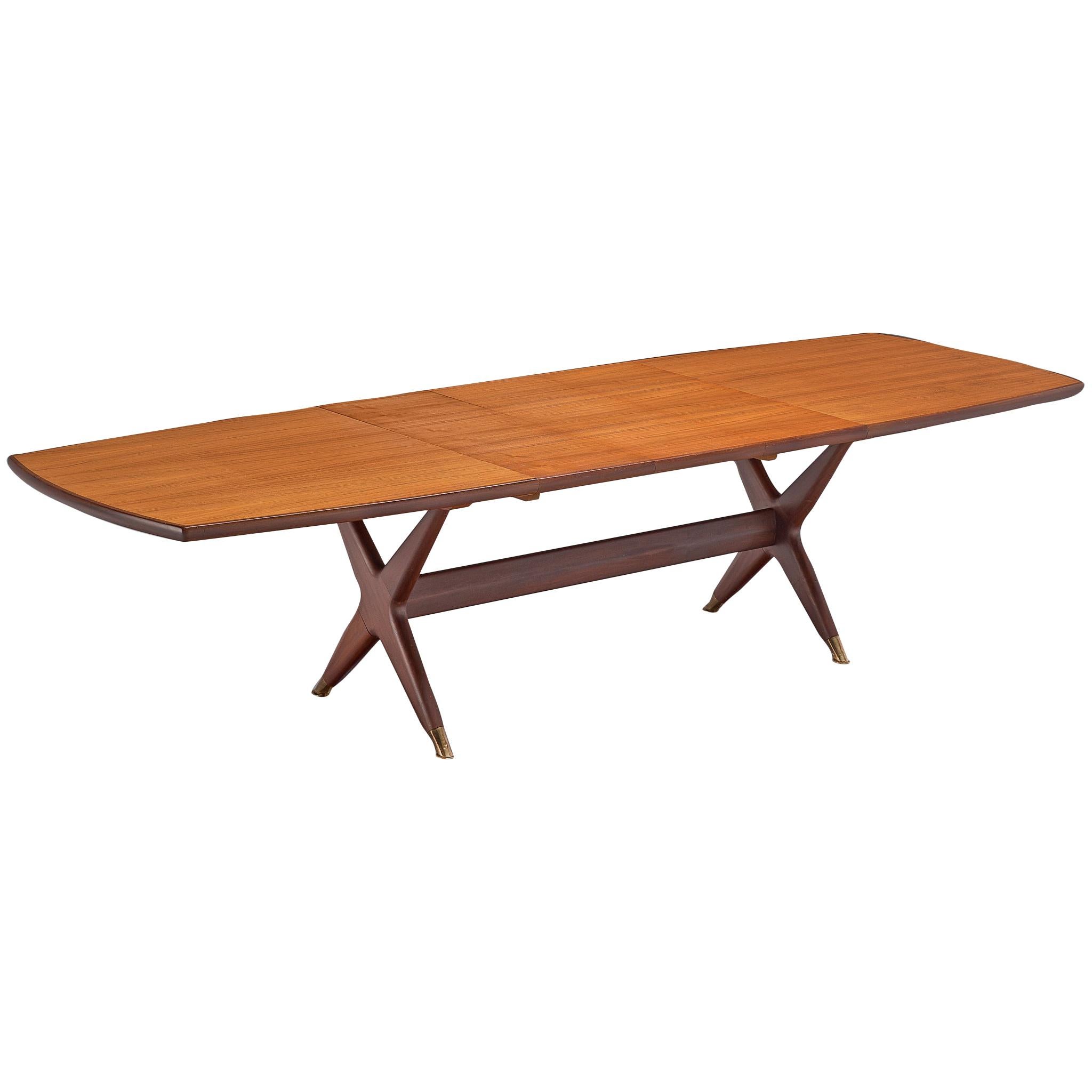 Boat Shaped Dining Table in Teak, Italy, 1960s For Sale at 1stDibs