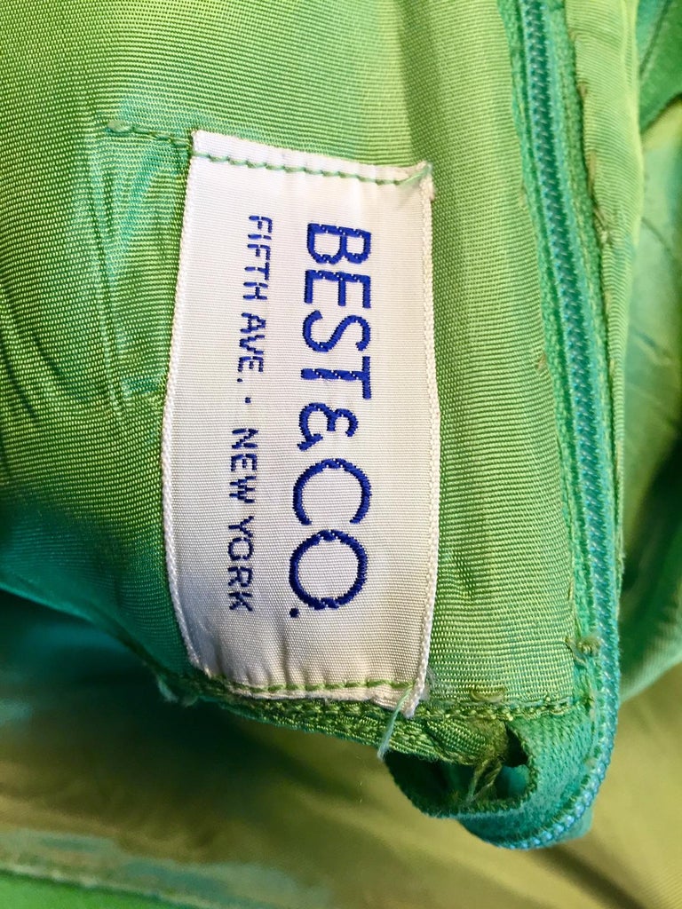 Bob Bugnand Spring Green Jeweled Halter Neck Silk Crepe Dress circa ...