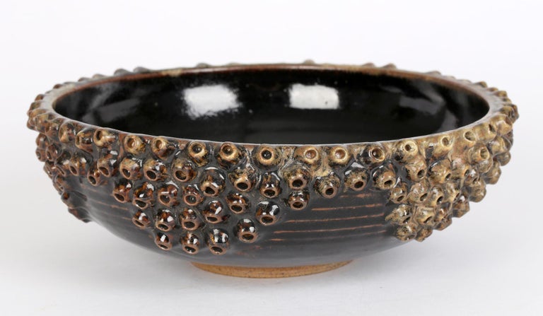 Bob Fierek Cornish Studio Pottery Bowl with Barnacles For Sale at 1stDibs
