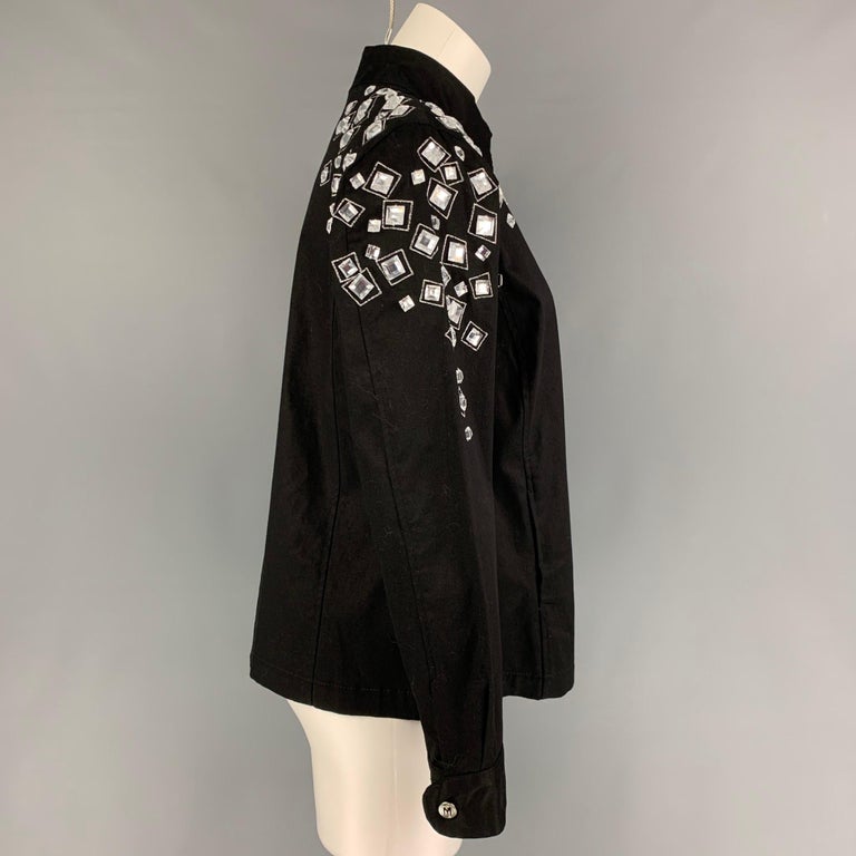 BOB MACKIE Size XL Black Silver Cotton Embellishment Jacket For Sale at ...